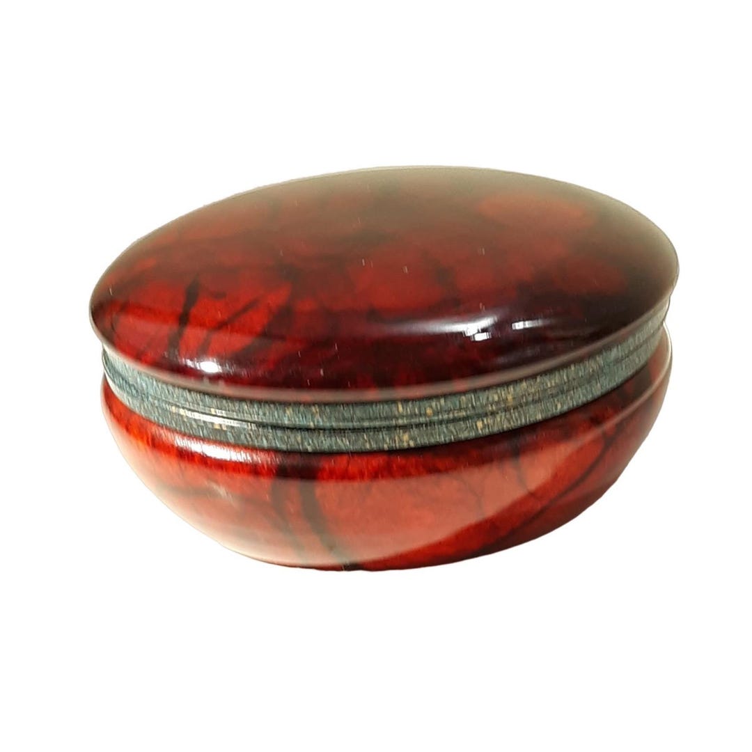 Genuine Italian Red Carved Alabaster Decorative Trinket Box - Italy - Etsy