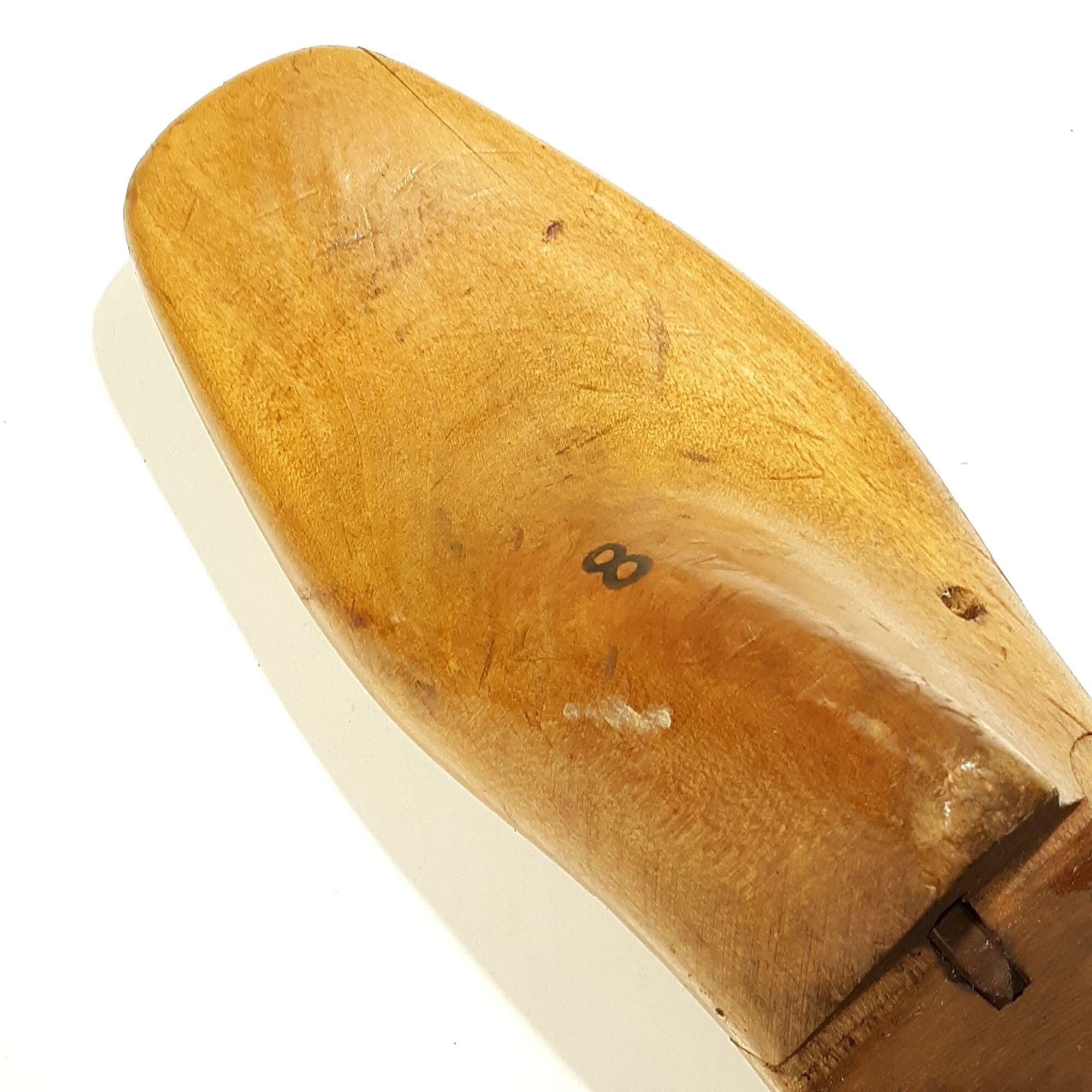 Antique Solid Carved Wood Shoe Form Right Men Size 8 Cobbler Shoemaker ...