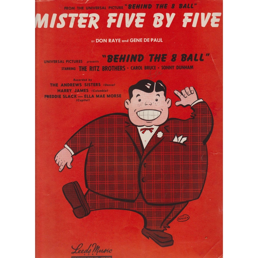 Mister Five by Five 1942 Vintage Sheet Music Behind the Eight - Etsy