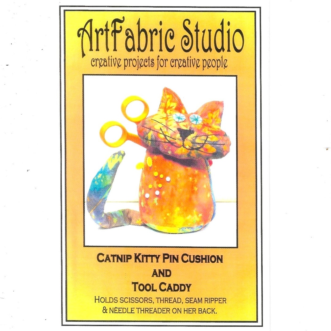 Art Fabric Studio Catnip Kitty Pin Cushion Tool Caddy Fabric Art Sewing ...