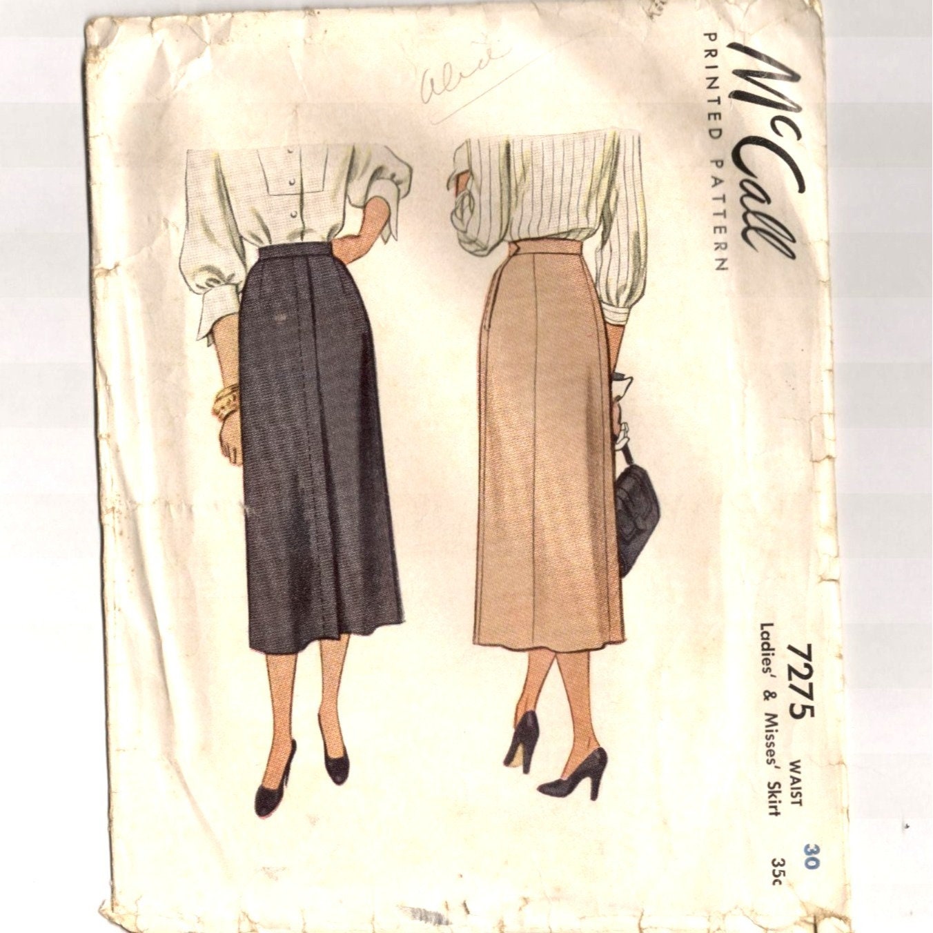 Vintage 1940s Pattern Mccall 7275 Womens Straight Skirt - Etsy