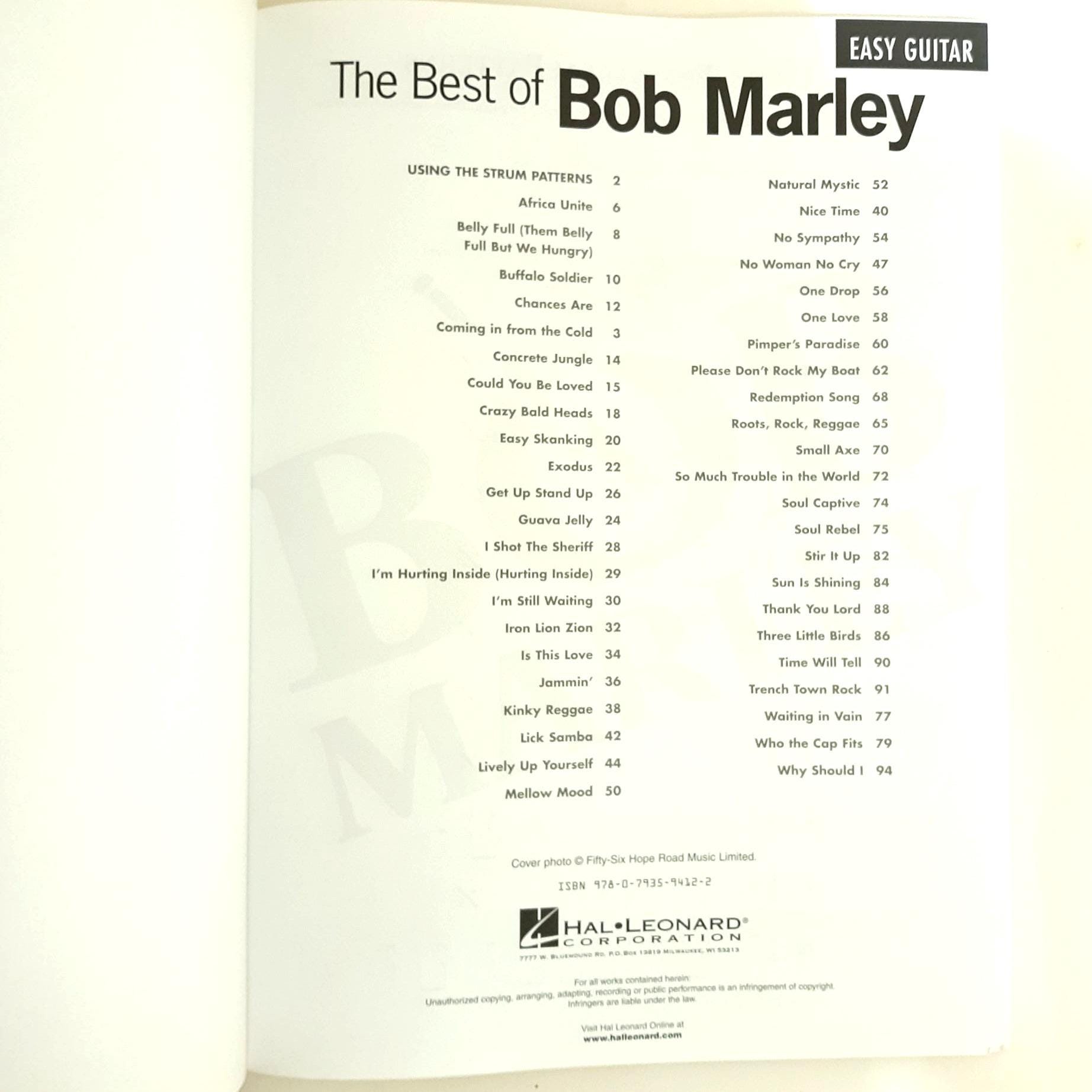 Best of Bob Marley Easy Guitar Vocal Piano Hal Leonard Songbook - Etsy
