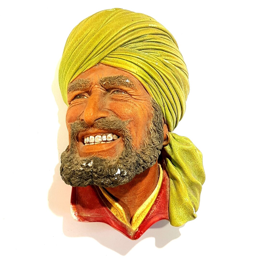 1960's Bossons Punjabi Chalkware Head Bust Vintage Hand Painted ...