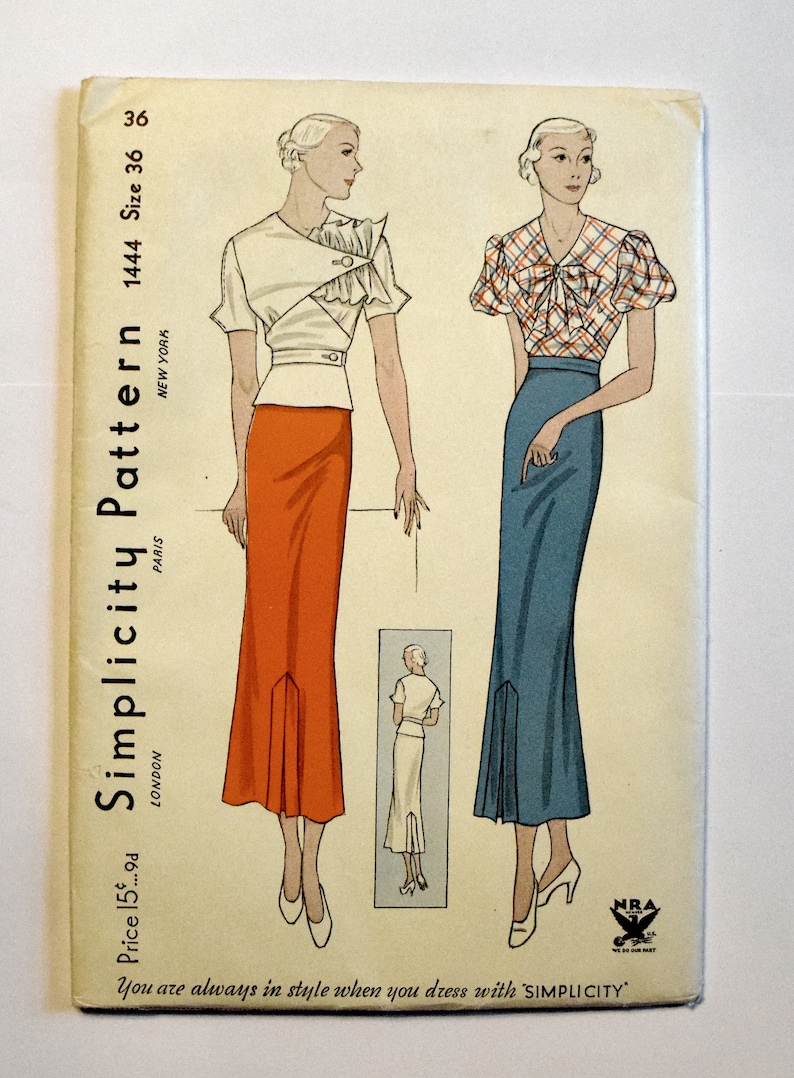 Pristine Uncut Original 1930s Blouse and Skirt Pattern Simplicity 1444 ...
