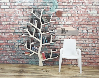 Modern Wooden Tree Library in 1:12 Scale for Dollshouse | Etsy