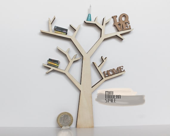 Modern wooden tree library in 1:12 scale for dollshouse | Etsy