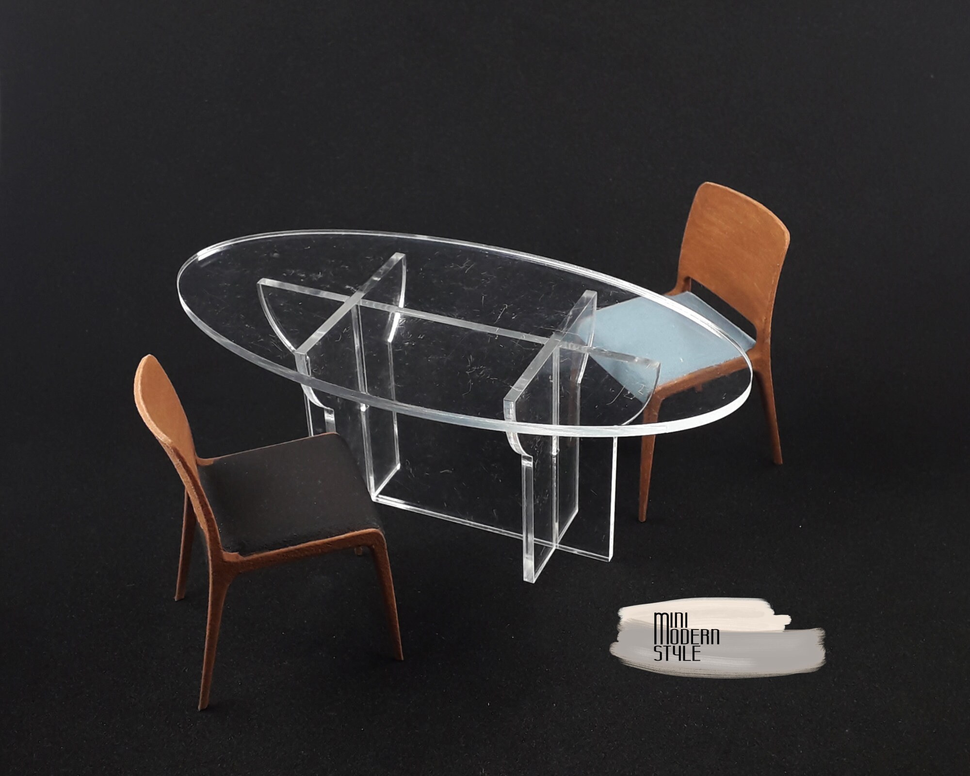 Oval Table in Plexiglass in Scale 1:12 for Doll Houses - Etsy