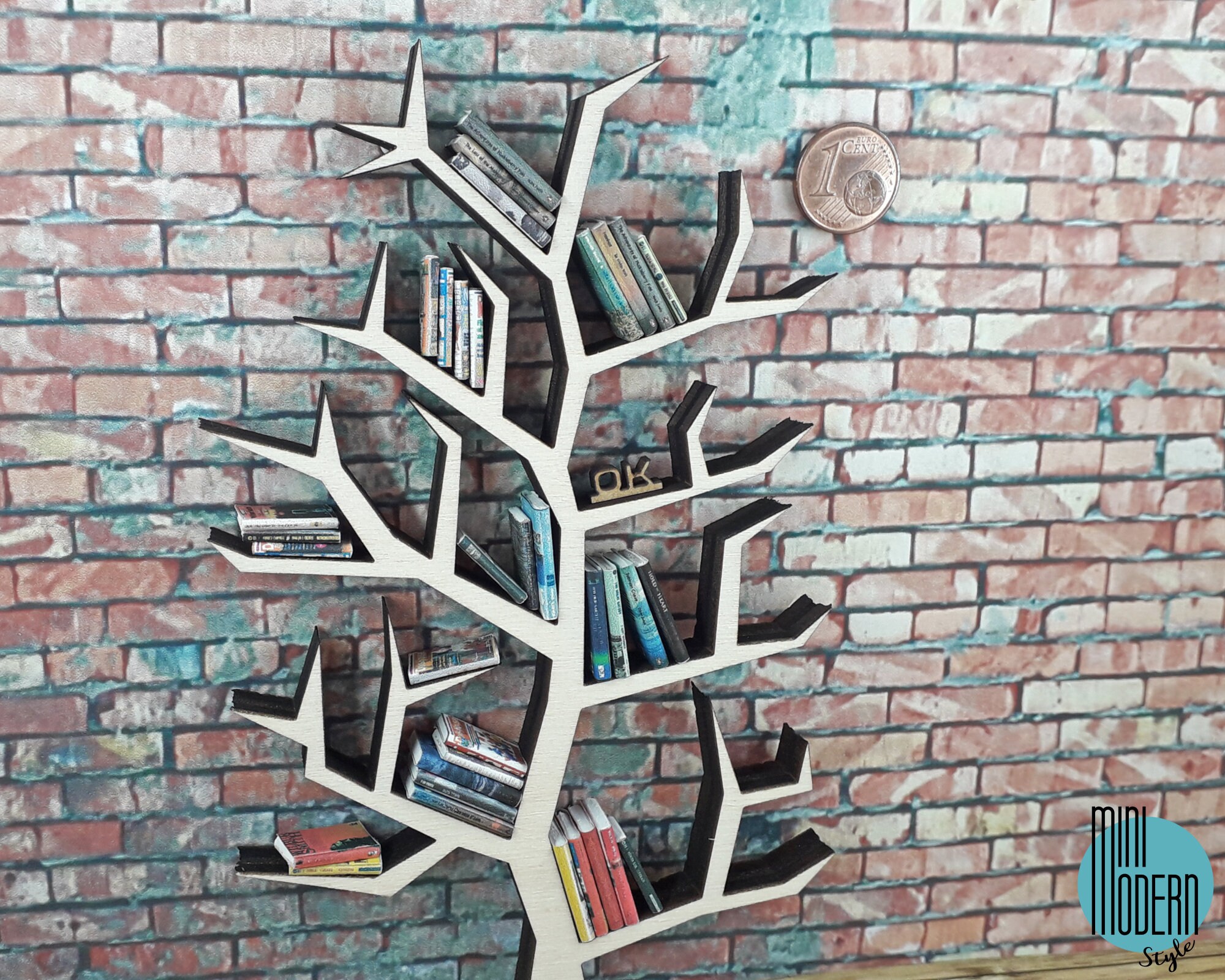 Modern Wooden Tree Library in 1:12 Scale for Dollshouse - Etsy
