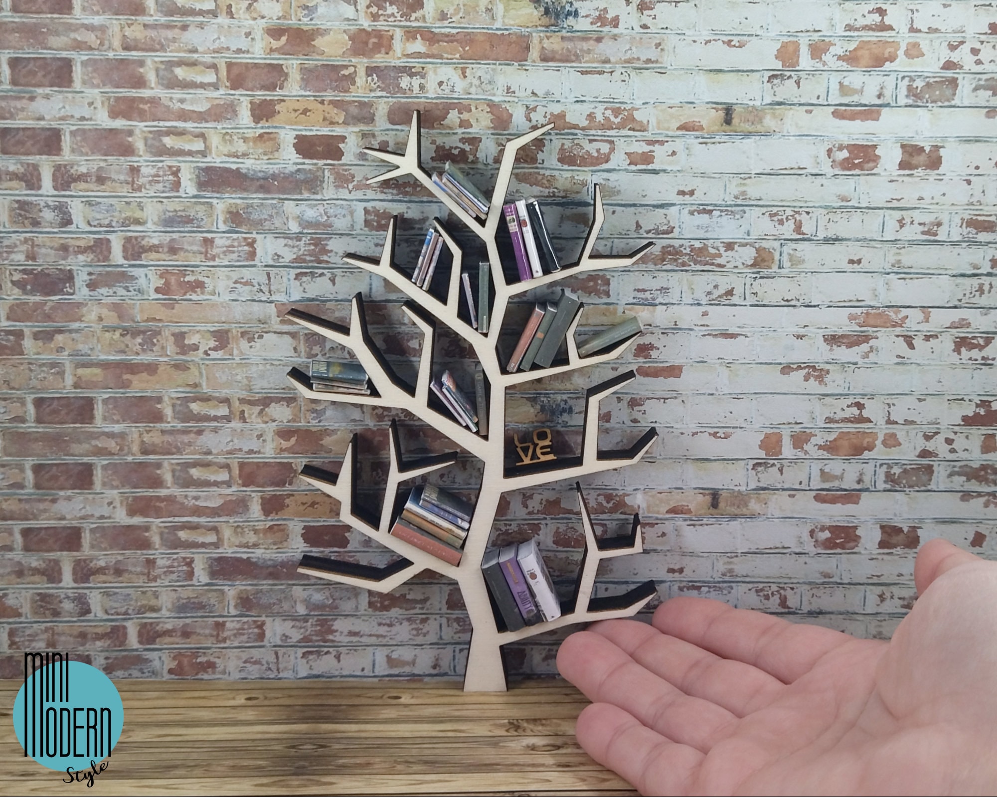 Modern Wooden Tree Library in 1:12 Scale for Dollshouse - Etsy