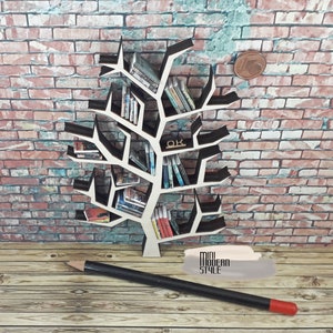 Modern wooden tree library in 1:12 scale for dollshouse | Etsy