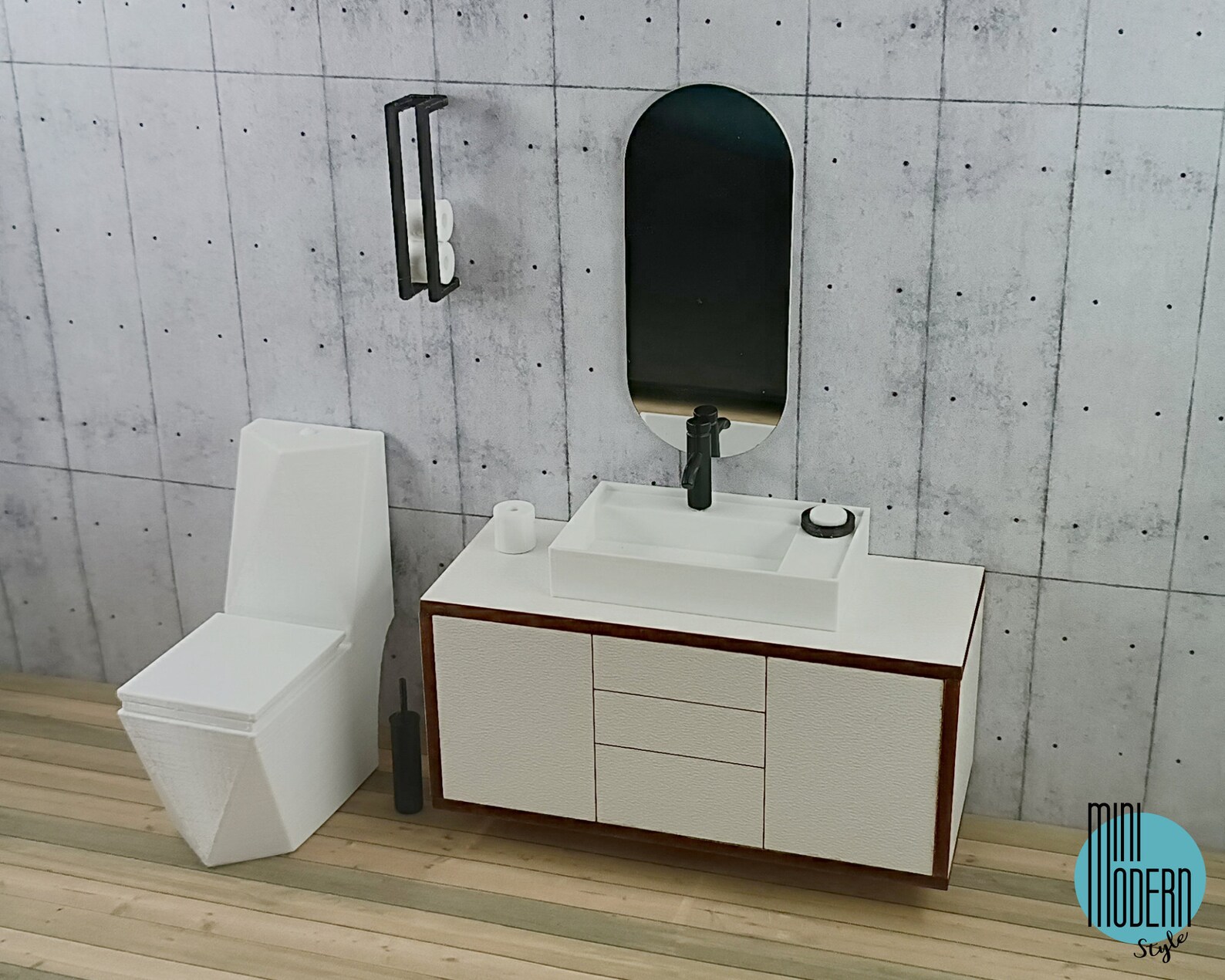 Modern One-piece Floor Toilet Model Diamante in 1:12 Scale Colorful ...