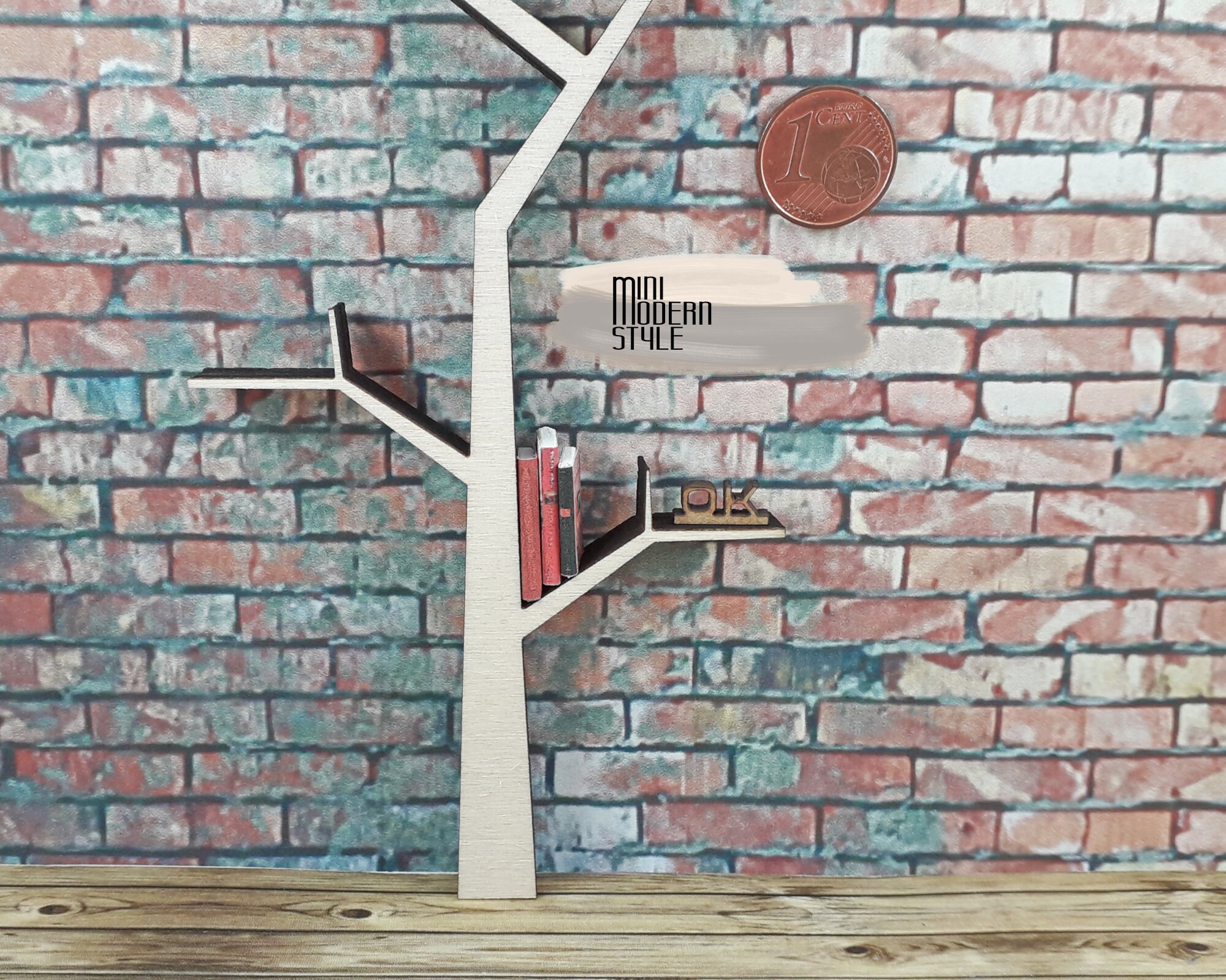 Modern Wooden Tree Library in 1:12 Scale for Dollshouse | Etsy