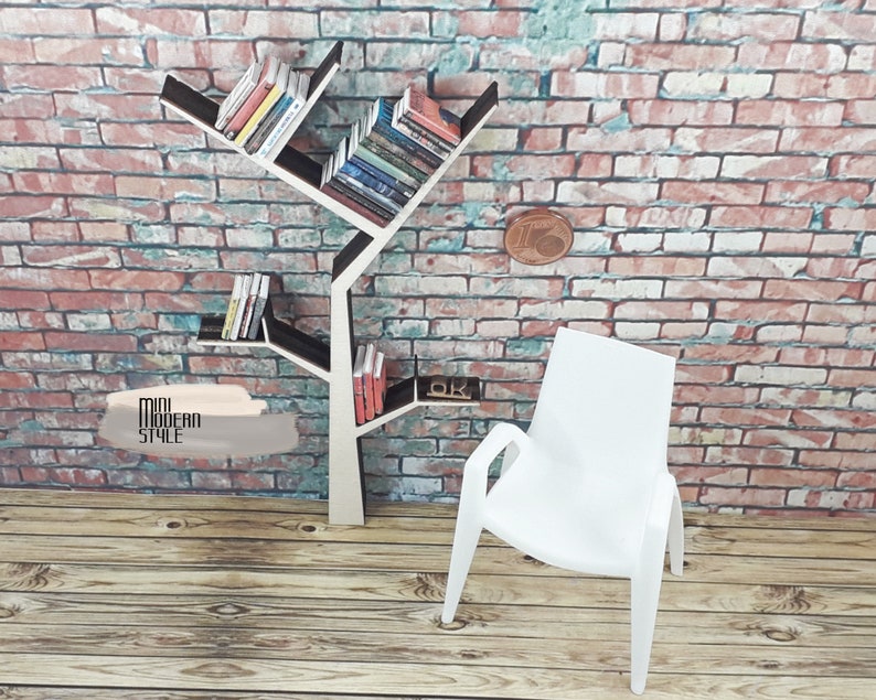 Modern Wooden Tree Library in 1:12 Scale for Dollshouse | Etsy