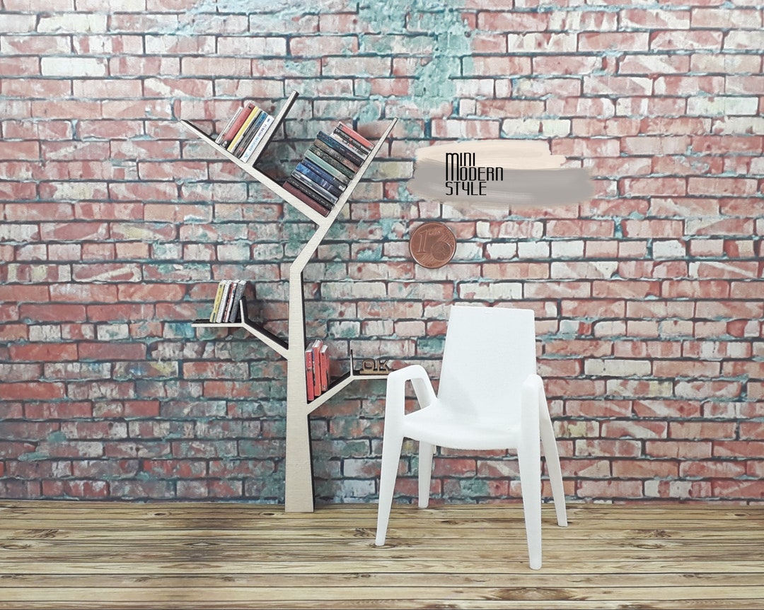 Modern Wooden Tree Library in 1:12 Scale for Dollshouse - Etsy