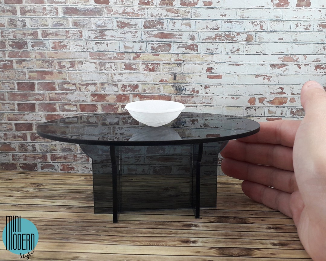 Oval Table in Transparent Smoked Plexiglass in Scale 1:12 for Dolls ...