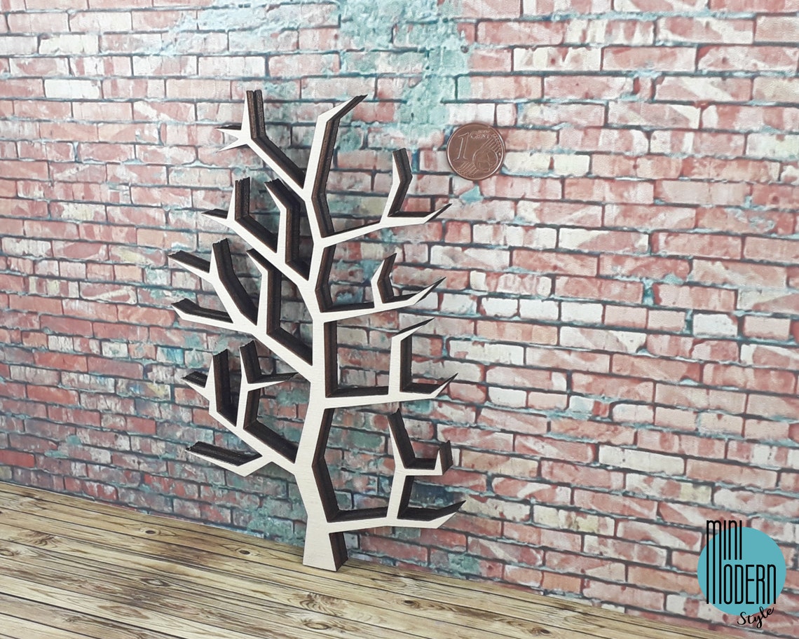 Modern Wooden Tree Library in 1:12 Scale for Dollshouse - Etsy