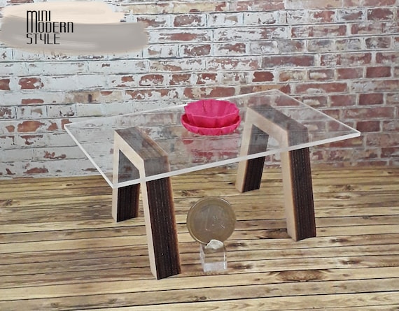 Table With Wooden Legs U and Transparent Plexiglass Top in | Etsy