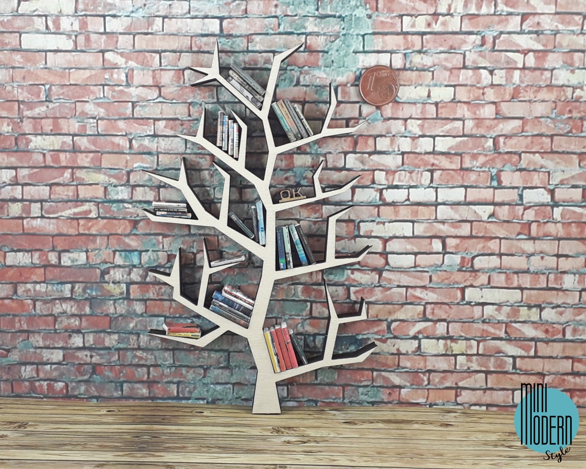 Modern Wooden Tree Library in 1:12 Scale for Dollshouse - Etsy