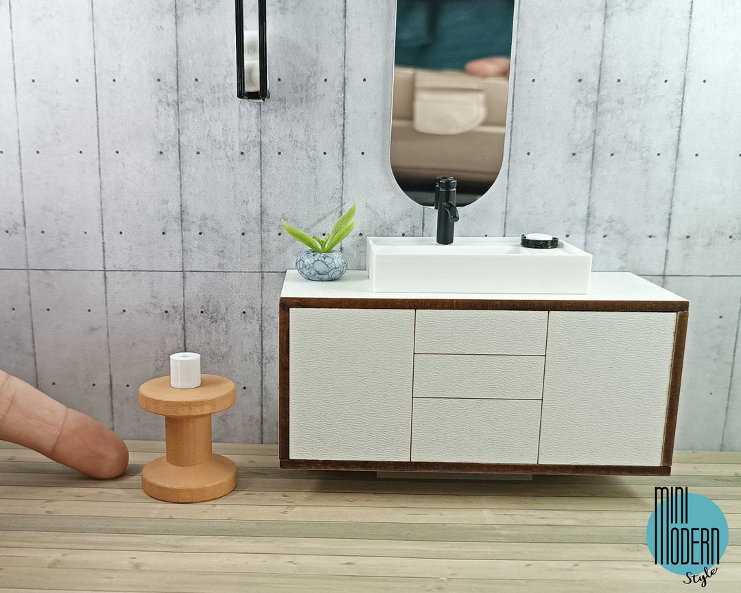 Colin Model A Modern Stool in 1:12 Scale Wood-effect Colored Plastic ...