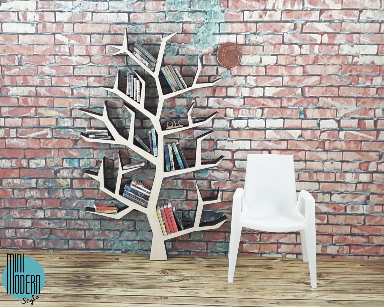 Modern Wooden Tree Library in 1:12 Scale for Dollshouse - Etsy