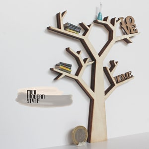 Modern Wooden Tree Library in 1:12 Scale for Dollshouse - Etsy