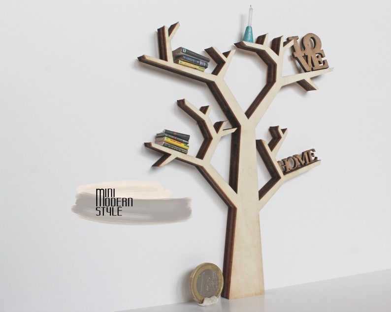 Modern wooden tree library in 1:12 scale for dollshouse | Etsy