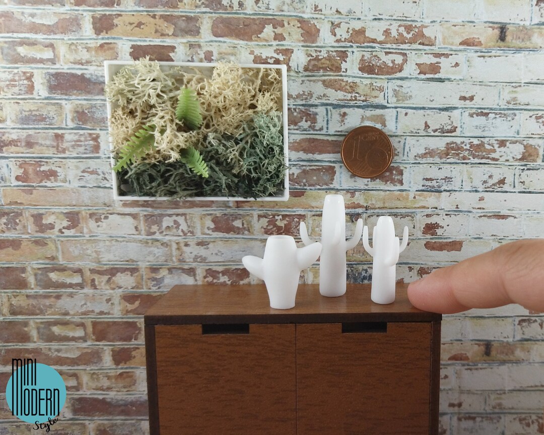 Three 1:12 Scale Modern Resin Cactus Pots for Dollhouses - Etsy
