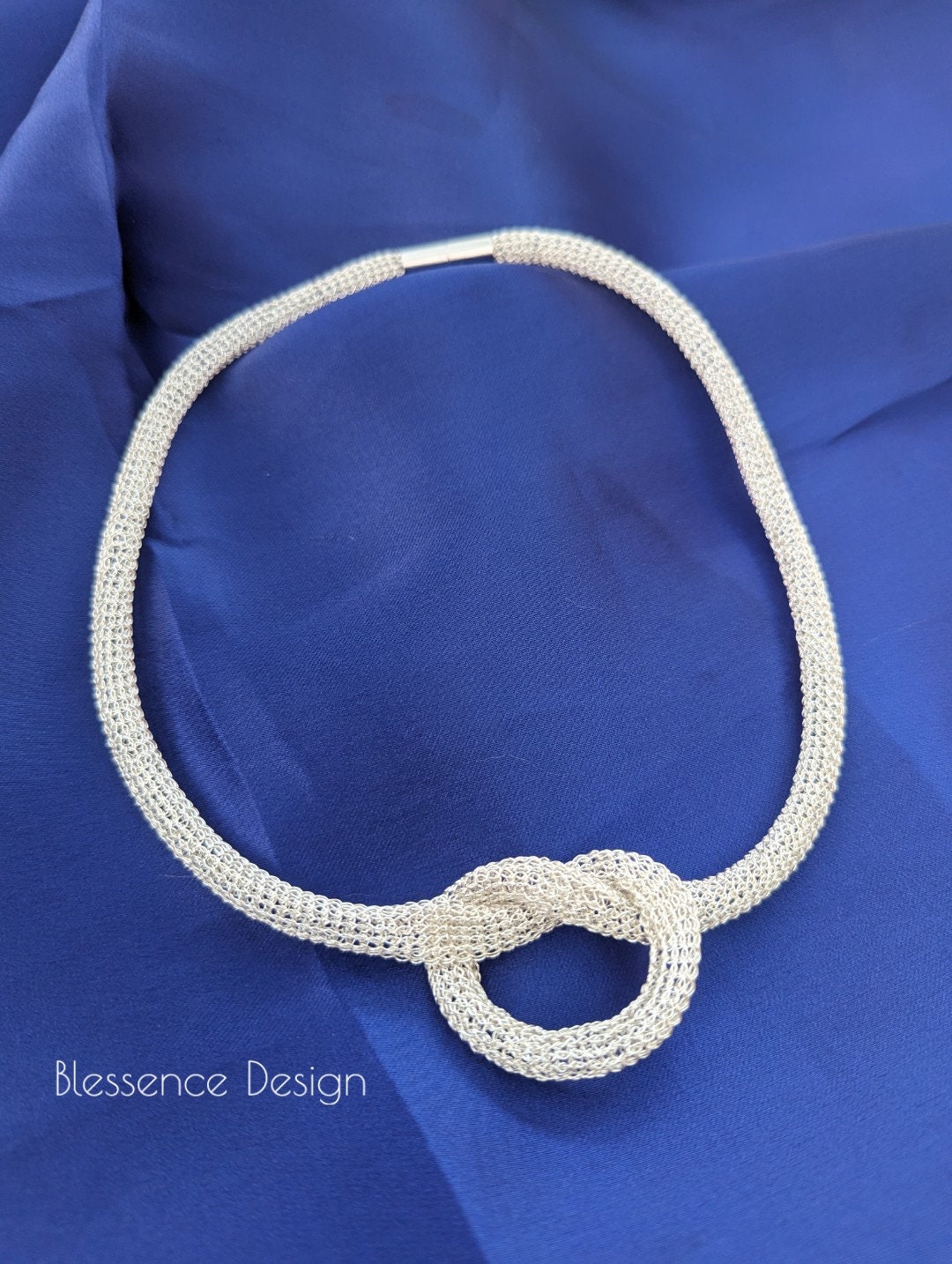 Silver Wire Crochet Knot Necklace / Wire Crochet Jewellery /silver ...