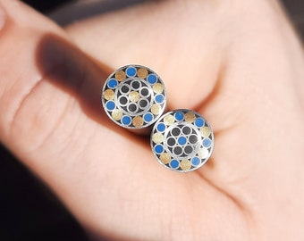 8mm 5/16 Brass and Copper Mosaic Pins, Floral Design for Knifemakers ...