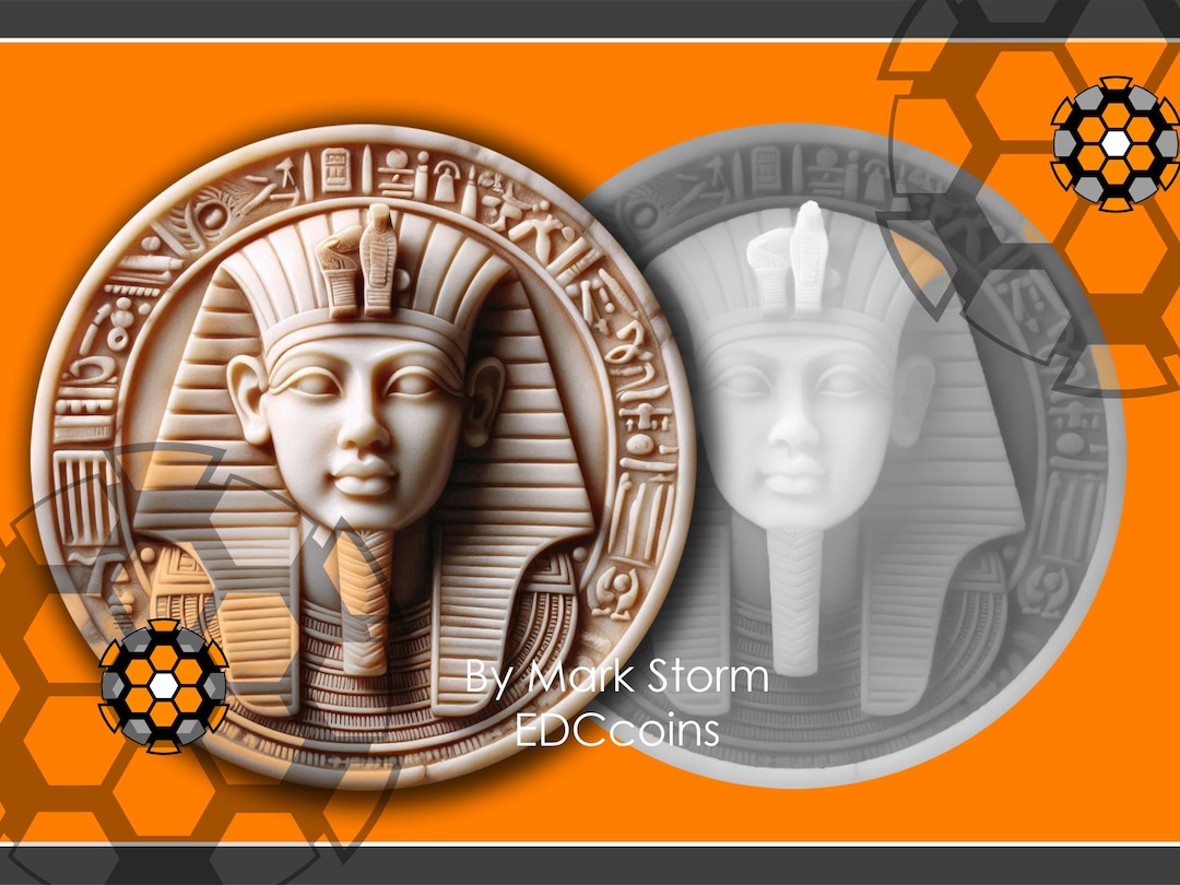 Tutankhamun Coin Design for 3d Laser Engraving With Height Map | King ...
