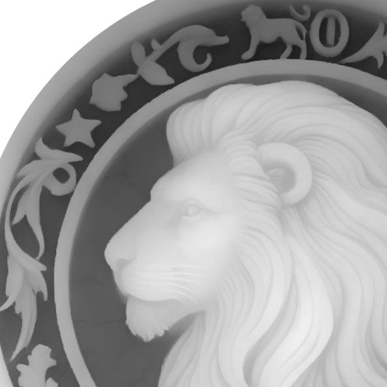 Zodiac Sign Leo Design for 3d Laser Engraving With Height Map ...