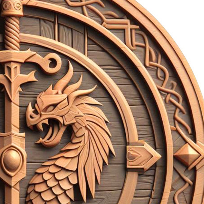 Heightmap 3d Dragons Shield Coin | PNG File for Fiber Laser Engraving ...