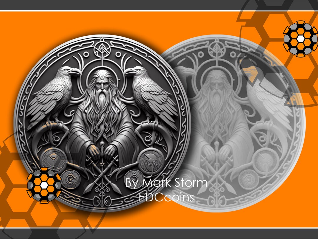 Odin's Ravens Coin Design for 3d Laser Engraving With Height Map ...