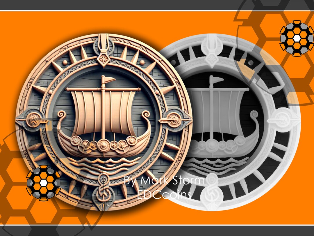 Viking Longship Coin File 3d Laser Engraving With Height Map ...