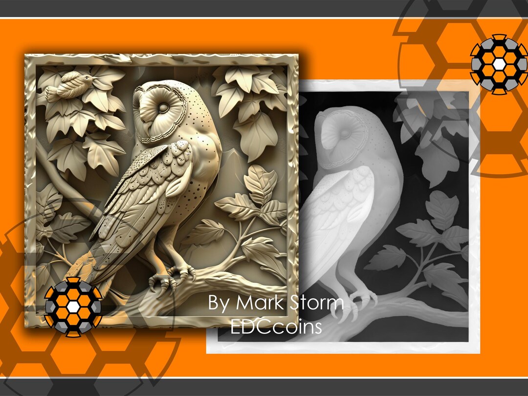 Heightmap for Square 3d Barn Owl Design Fiber Laser Engraving | Digital ...