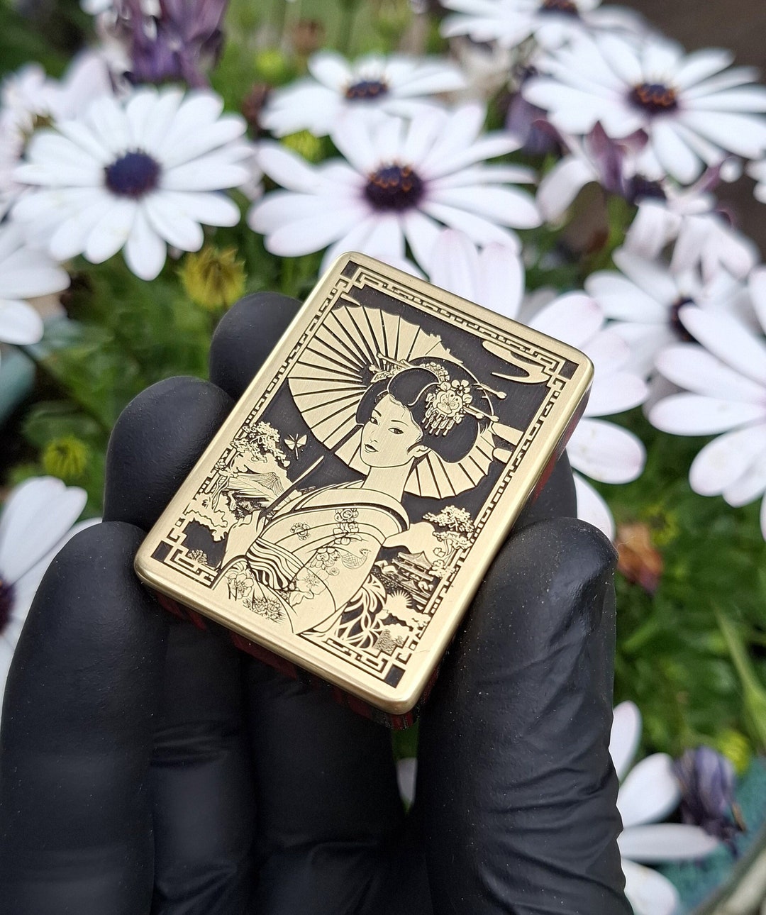 Exclusive EDC Pocket Stone With Laser Engraved Japanese Geisha Portrait ...