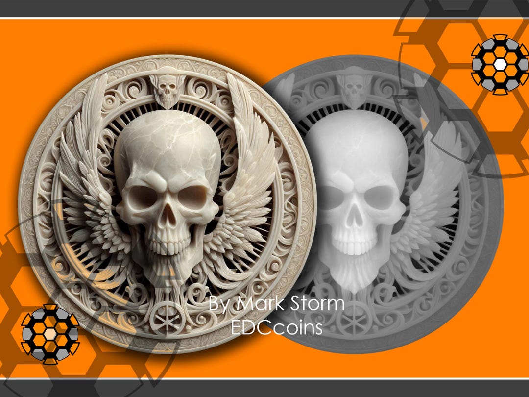 3d Heightmap File for Laser Engraving Skull and Wings Design | Digital ...