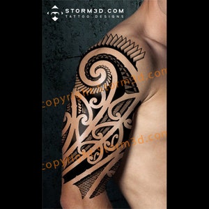Stunning Tribal Polynesian Shoulder Tattoo With Maori Patterns and ...