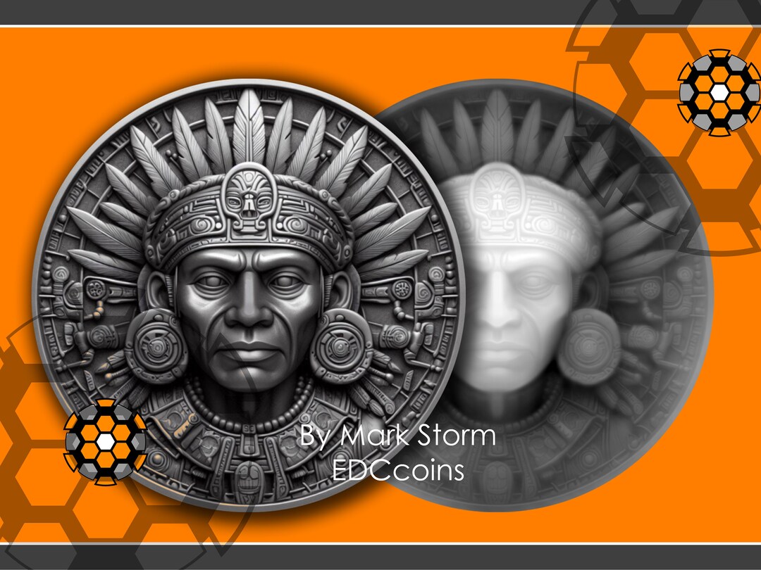 Native Aztec King Coin Design for 3d Laser Engraving With Height Map ...