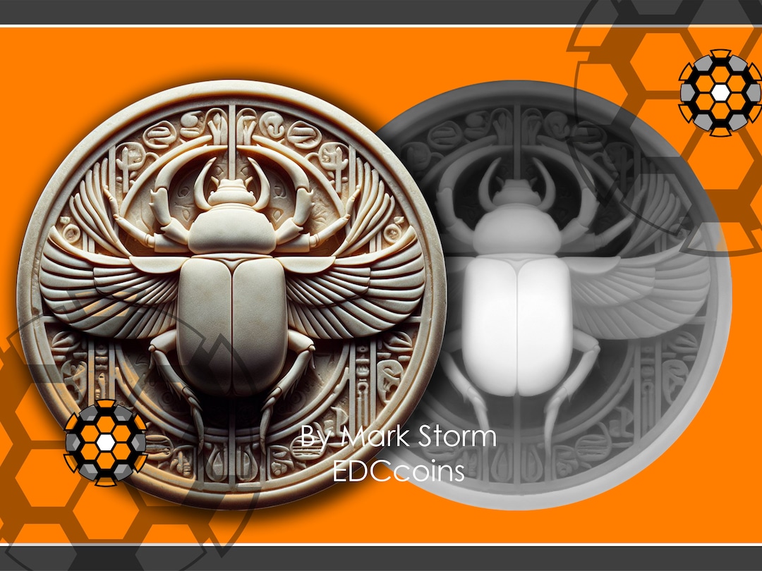 Heightmap Egyptian Scarab Beetle Coin Design for 3d Laser Engraving ...