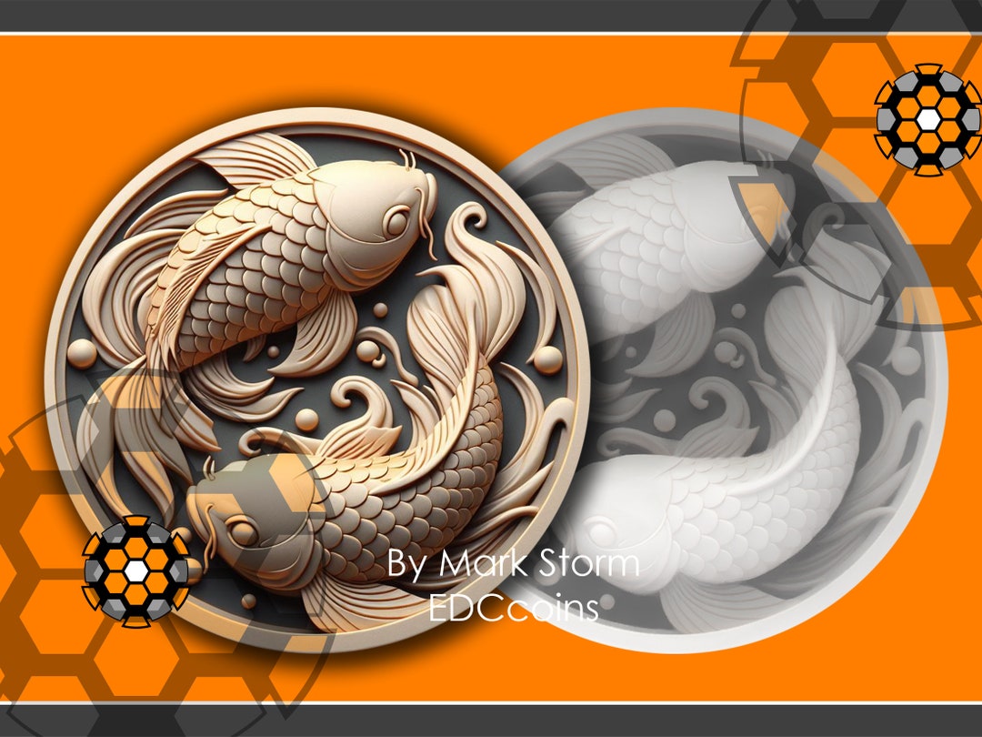 Japanese Carp for 3d Laser Engraving With Height Map | Digital Swirling ...