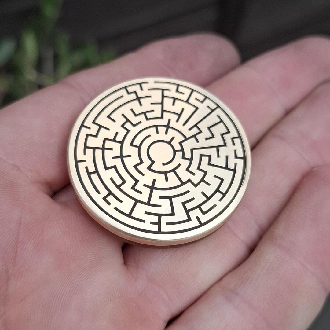 Maze Brass Edc Token | Vintage Micarta Unique Pocket Art | Everyday ...