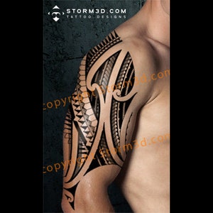 Versatile Shaded Tattoo in Tribal Polynesian Patterns and Shading. High ...