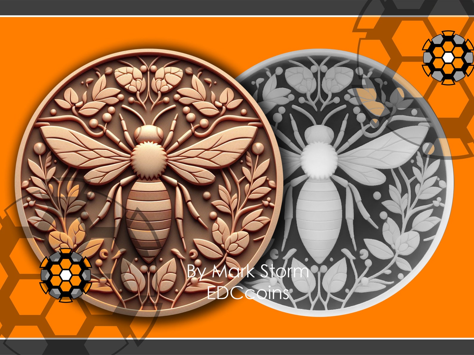 Beekeeper 3d Coin Laser Engraving File | Height Map for Floral Bee ...