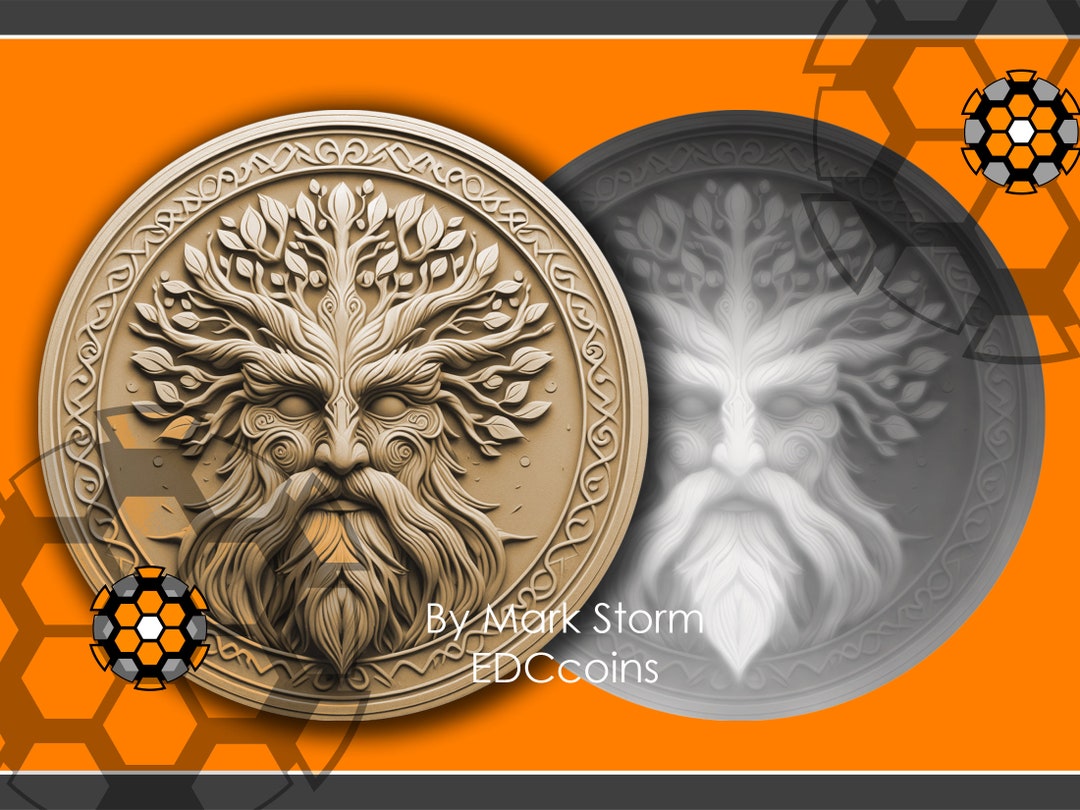 Spirit of the Forest Coin for 3d Laser Engraving Height Map | Yggdrasil ...
