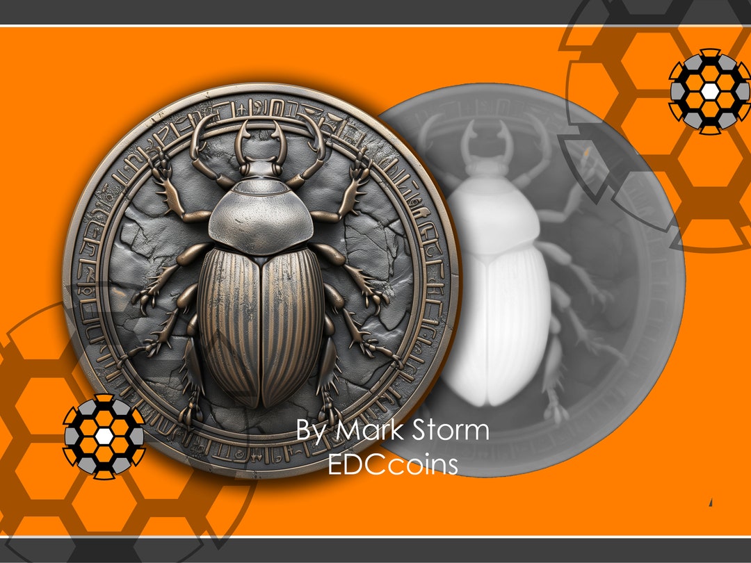 Scarab Beetle Coin Design for 3d Laser Engraving With Height Map ...