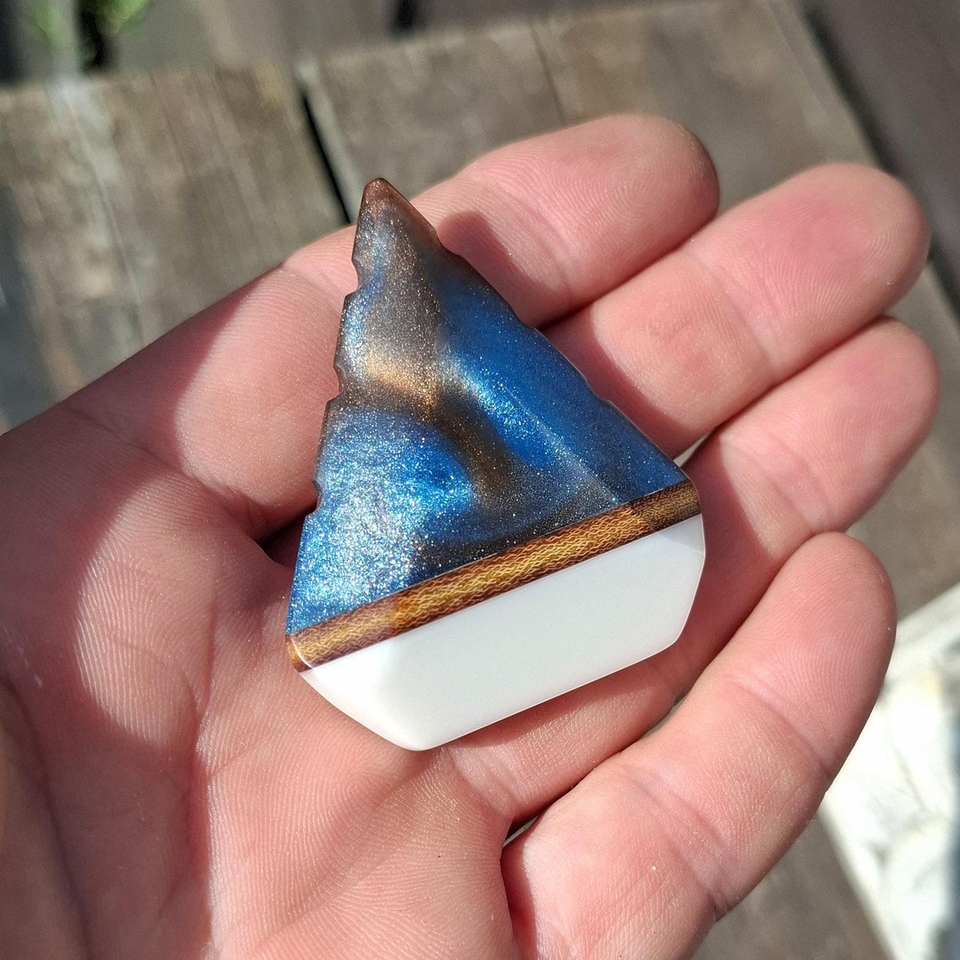 Shark Tooth Edc Worry Stone in Blue & Brown Epoxy / 1970s Vintage ...