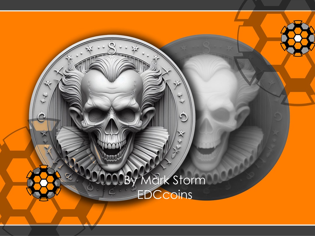 Killer Clown Height Map for 3d Fiber Laser Engraved Coin | Downloadable ...