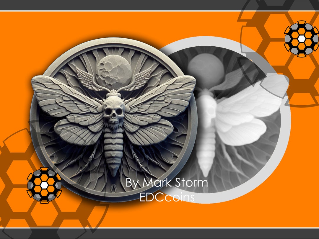 Death Moth Design for 3d Laser Engraving With Downloadable Height Map ...