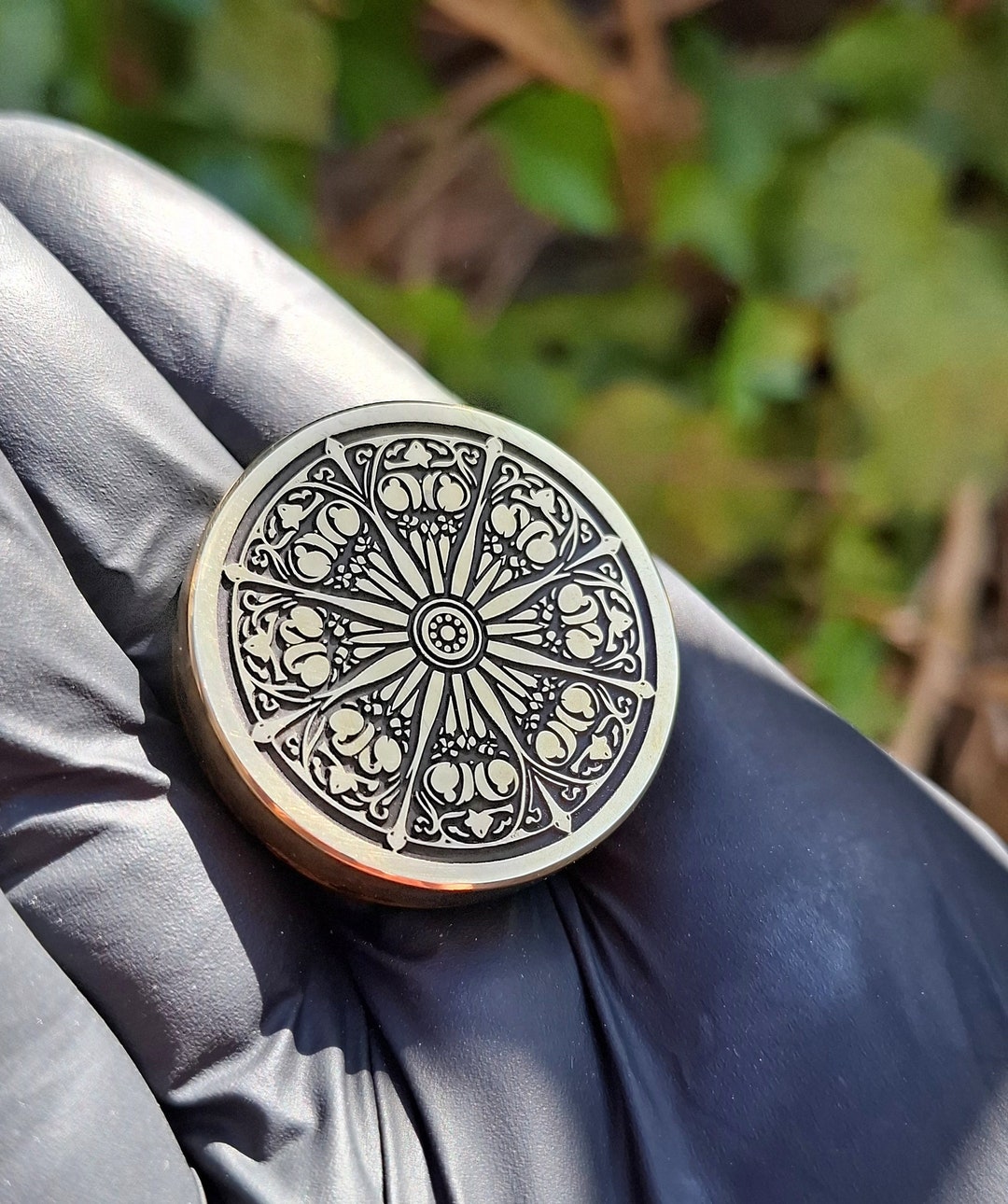 Luxury EDC Worry Coin With Engraved Brass & Rare WW2 Rag Micarta ...